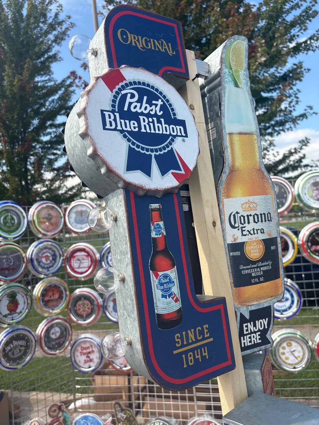 Pabst Blue Ribbon Beer, Metal Double Sided Marquee LED Wall Sign ...