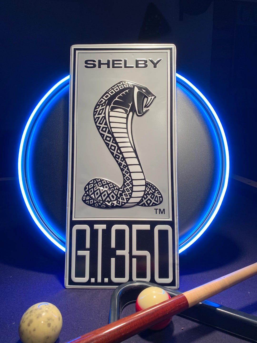 Shelby GT 350 Cobra Ford, Huge Metal Sign, Comes With a Neon Sign Frame ...