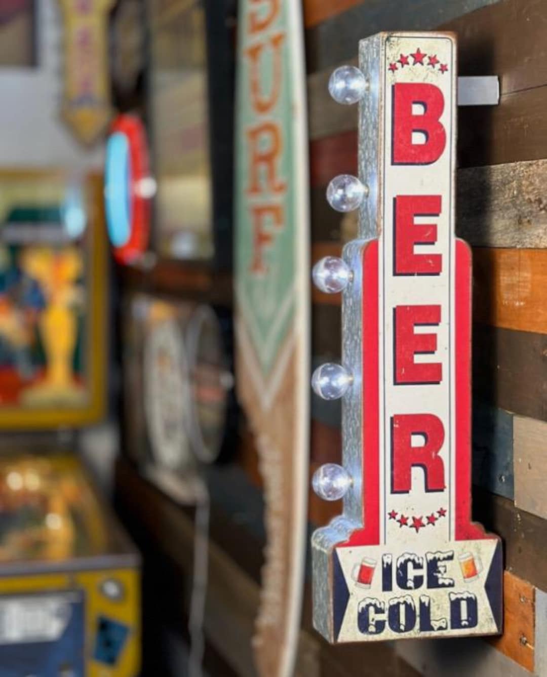 Cold Beer Metal Double Sided Marquee LED Wall Sign, Garage, Patio, Bar ...