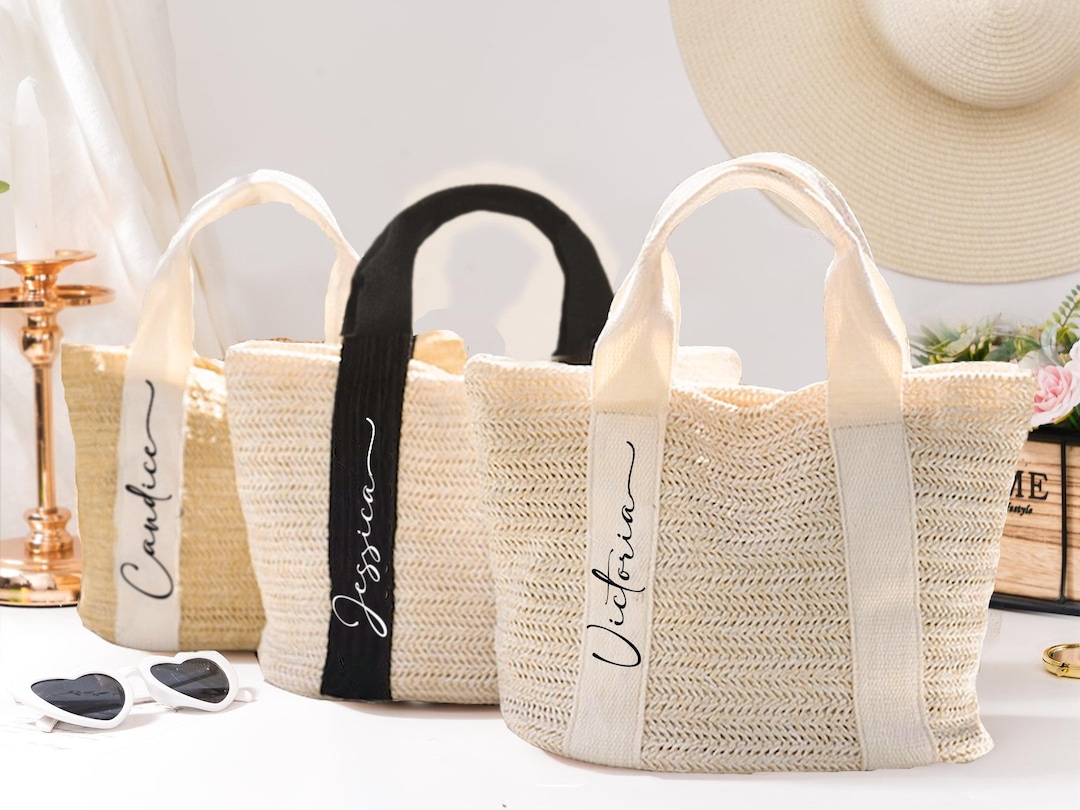 Personalized Straw Beach Bag: Custom Bridesmaid Jute Tote - Etsy