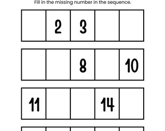 Number Order Worksheet for Kids Printable PDF No-color Preschool ...