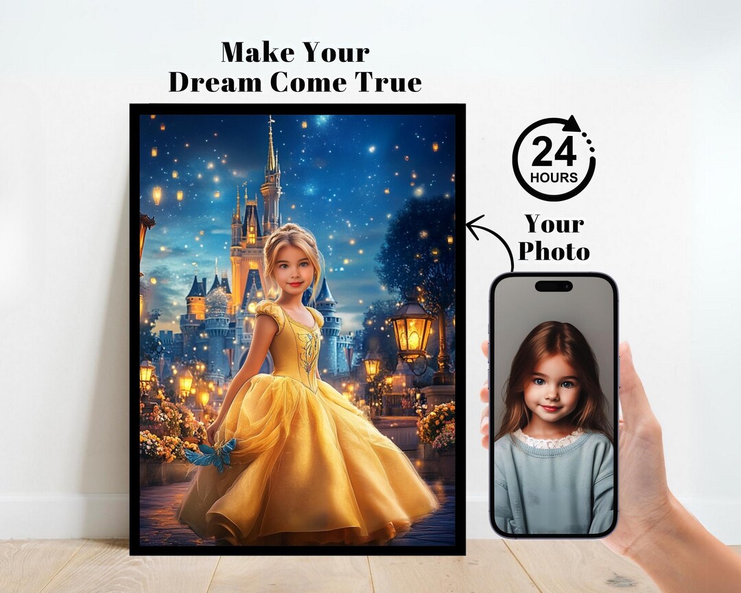Personalized Princess Belle Portrait,custom Princess Portrait,princess ...