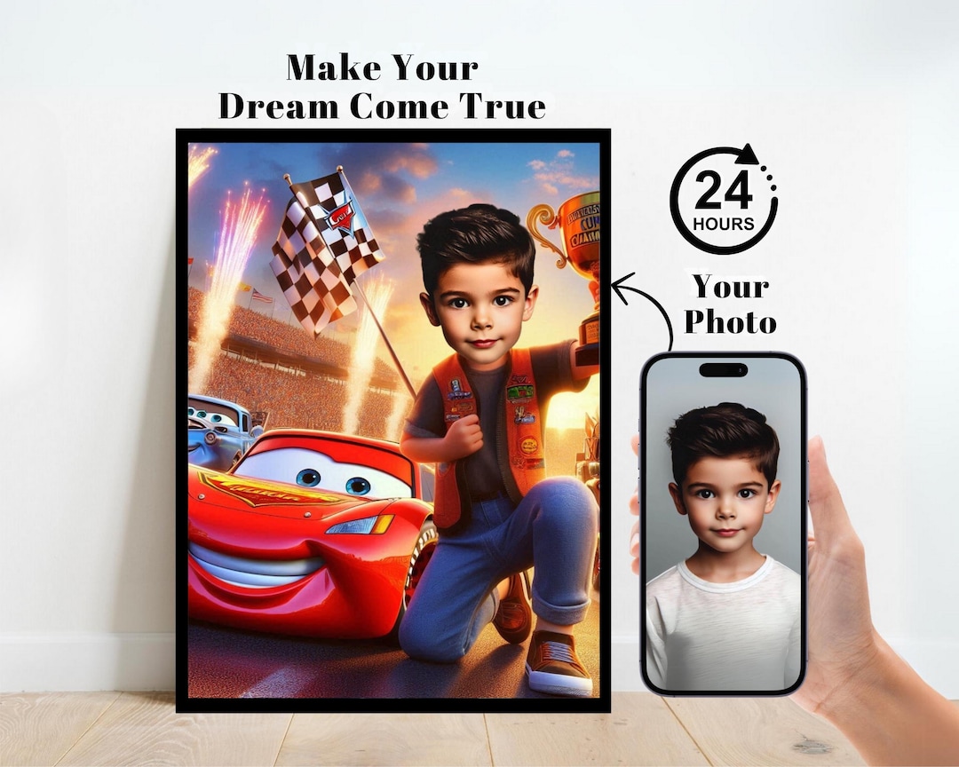Personalized Mcqueen Portrait,custom Cars Portrait,mcqueen Birthday ...