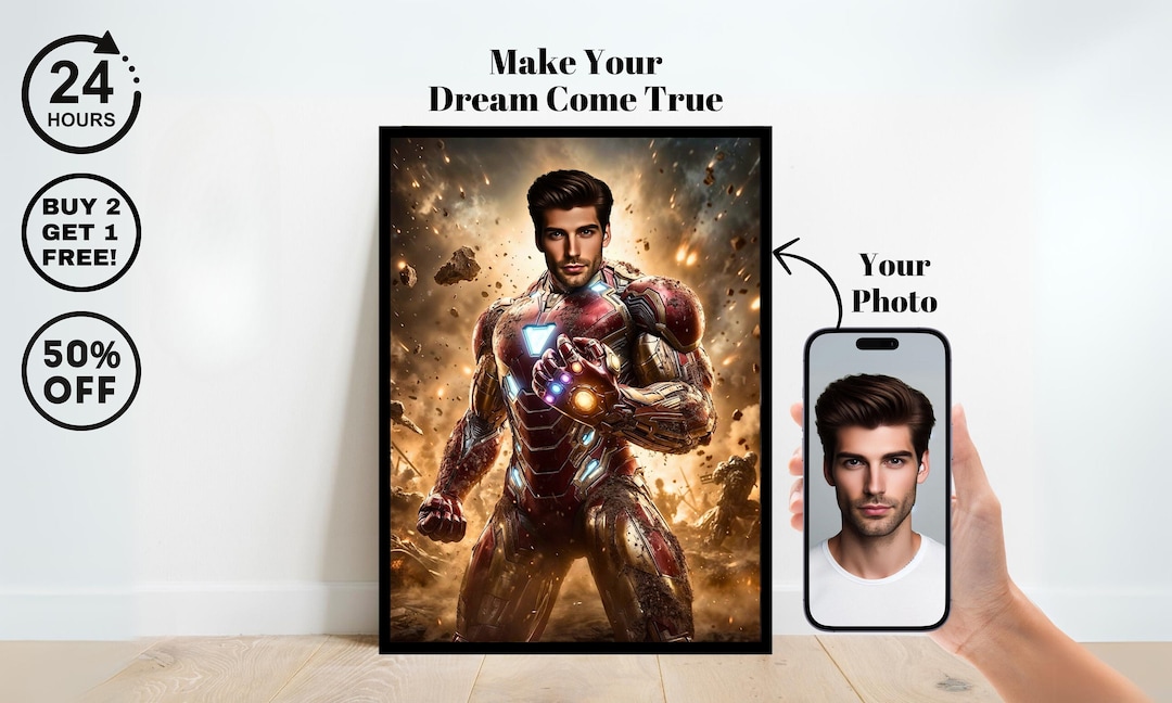 Personalized Iron Man Superhero Portrait,custom Iron Man Portrait,gift ...
