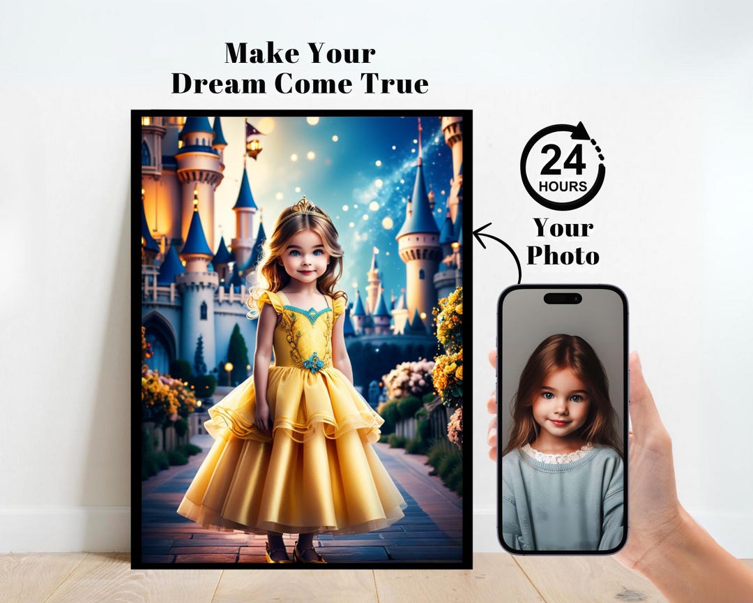 Personalized Princess Belle Portrait,custom Princess Portrait,princess ...