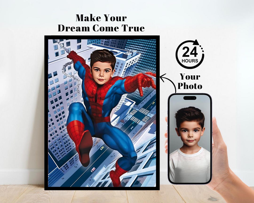 Personalized Spiderman Superhero Portrait,custom Spiderman Portrait ...