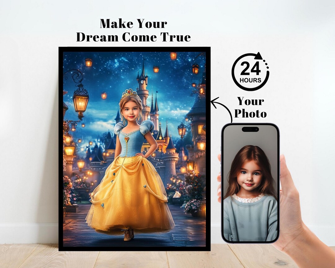 Personalized Princess Belle Portrait,custom Princess Portrait,princess ...