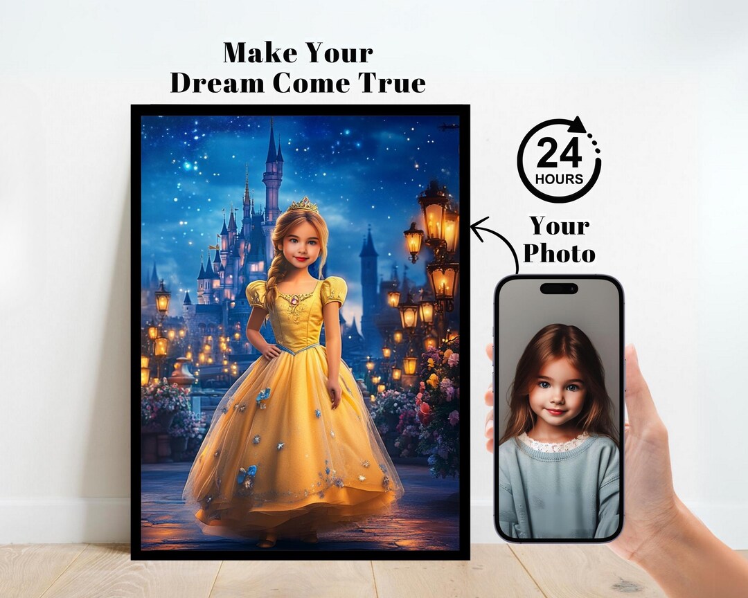 Personalized Princess Belle Portrait,custom Princess Portrait,princess ...