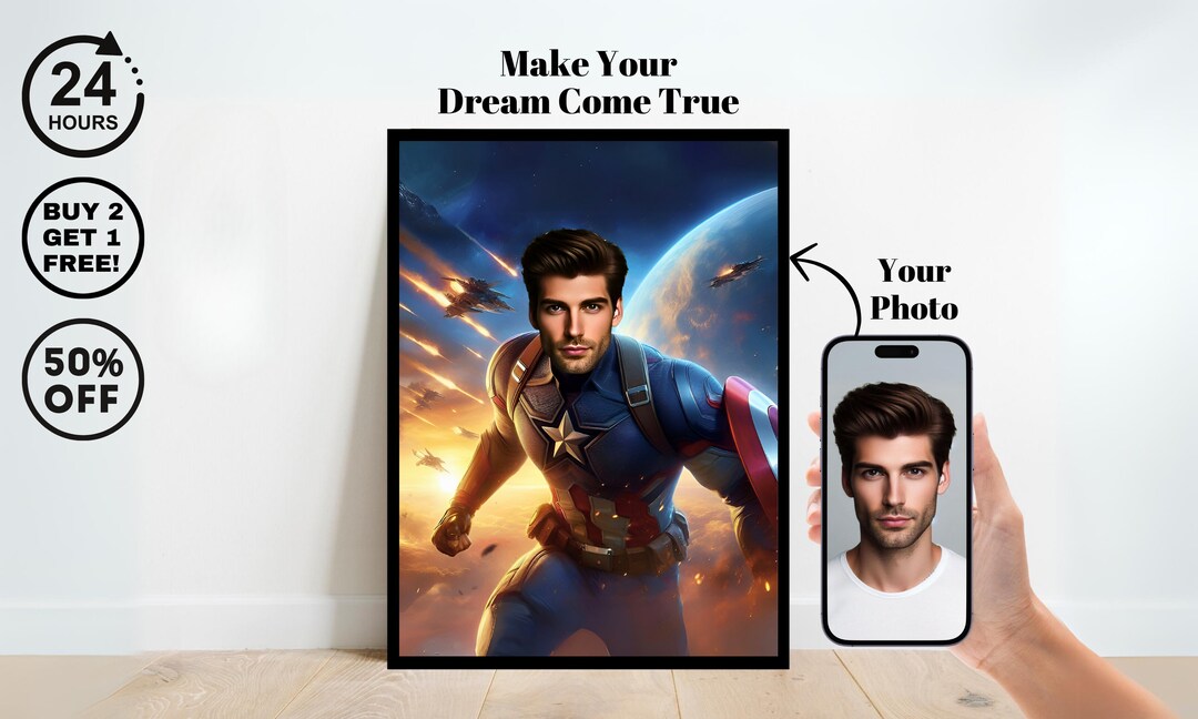 Personalized Captain America Superhero Portrait,custom Captain America ...