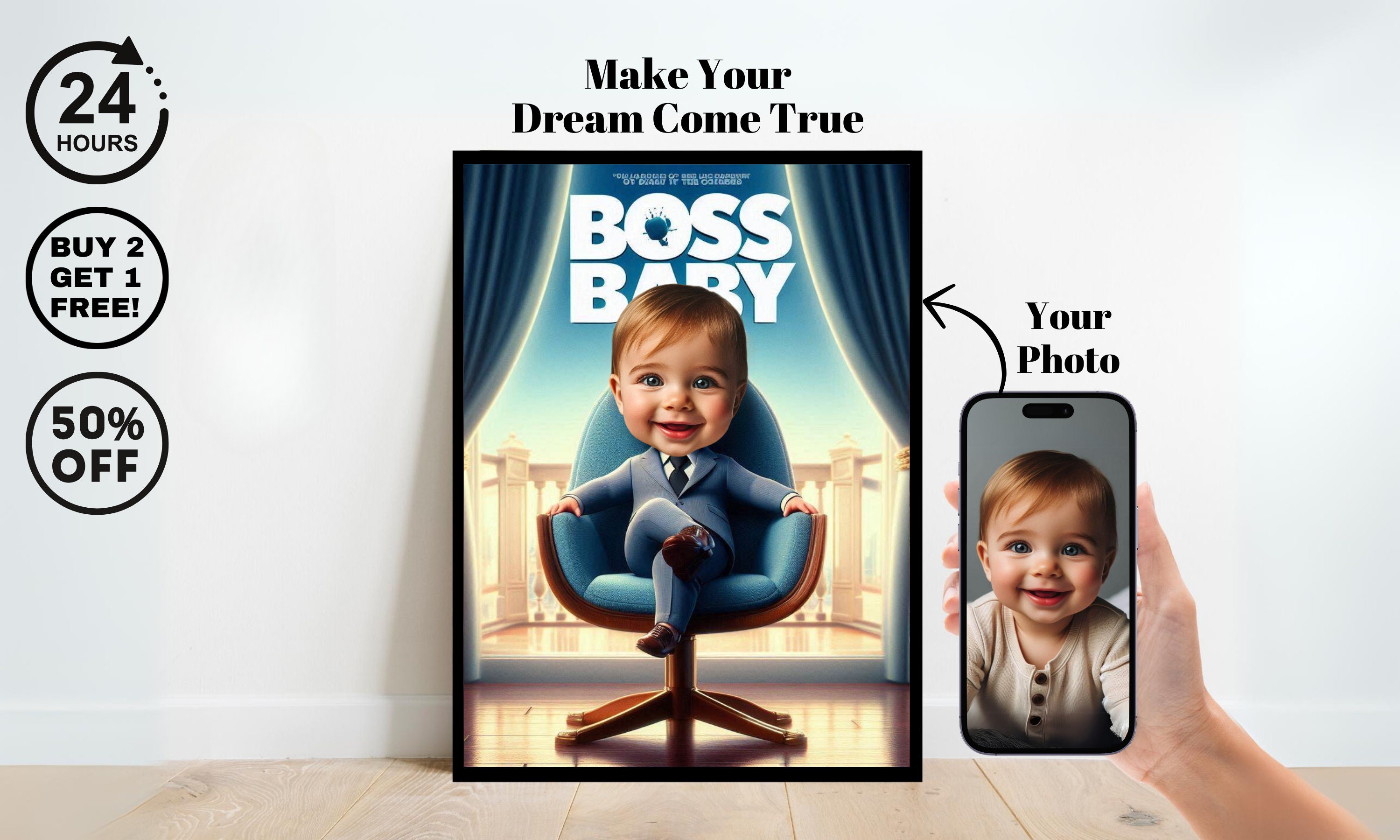 Personalized Boss Baby Portrait,boss Baby Birthday Backdrop,boss Baby ...