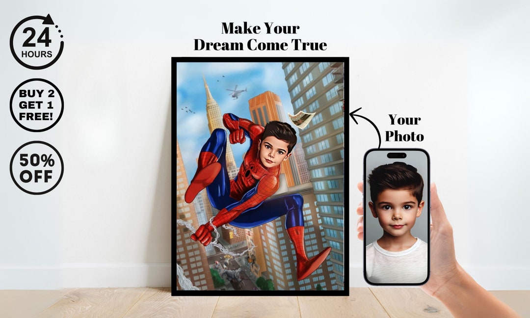 Personalized Spiderman Superhero Portrait,custom Spiderman Portrait ...