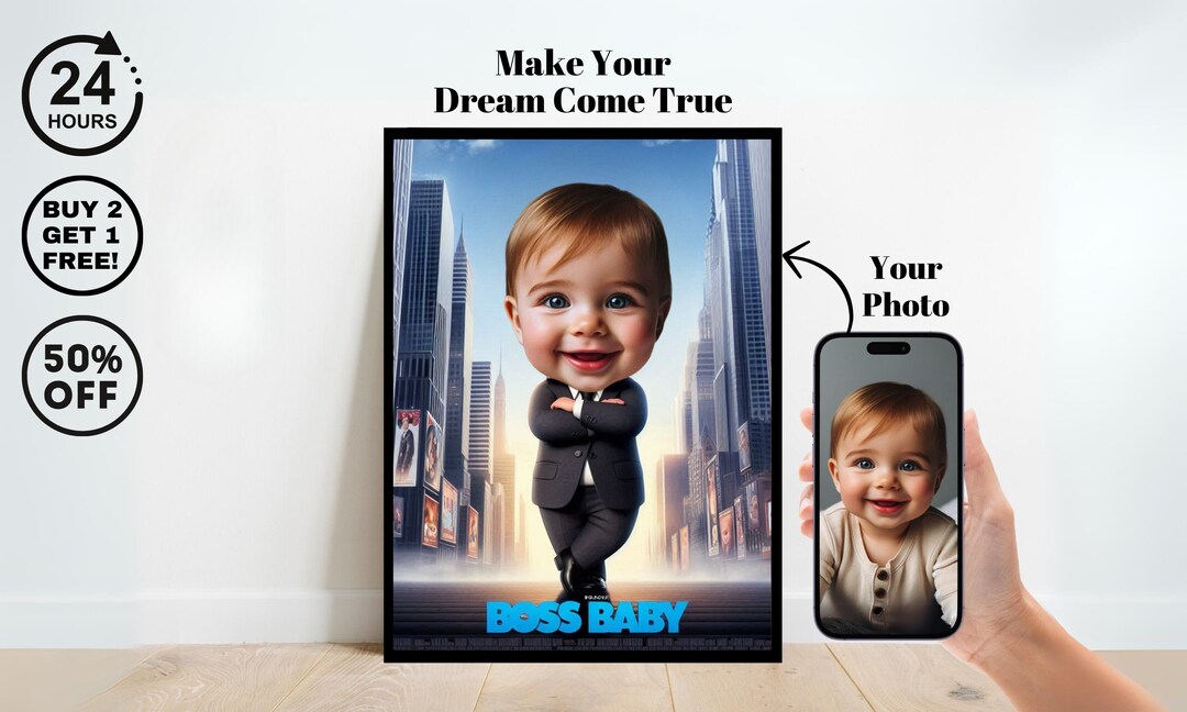 Personalized Boss Baby Portrait,boss Baby Birthday Backdrop,boss Baby ...