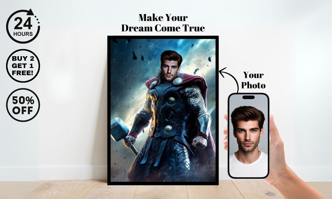 Personalized Thor Superhero Portrait,custom Thor Portrait,gift for ...