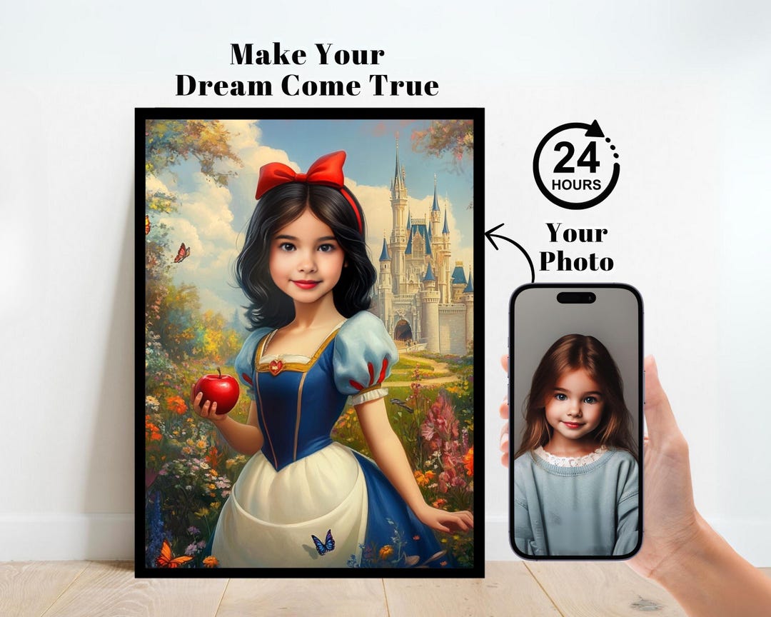 Personalized Snow White Portrait,custom Princess Portrait,snow White ...