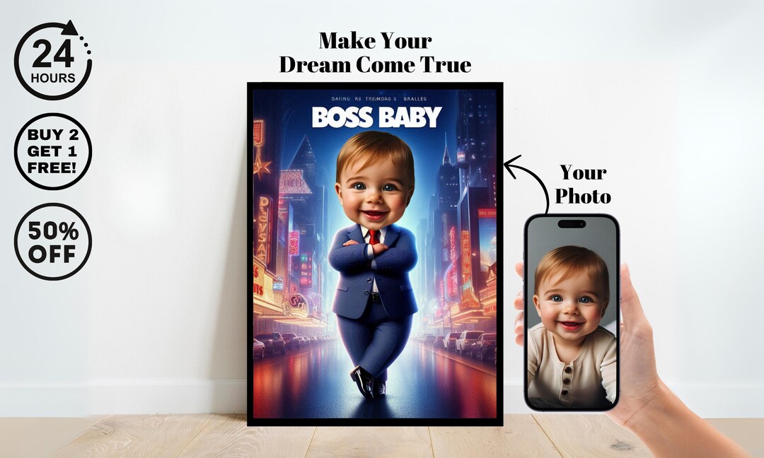 Personalized Boss Baby Portrait,boss Baby Birthday Backdrop,boss Baby ...