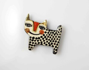 Ceramic Cat Brooch | Etsy
