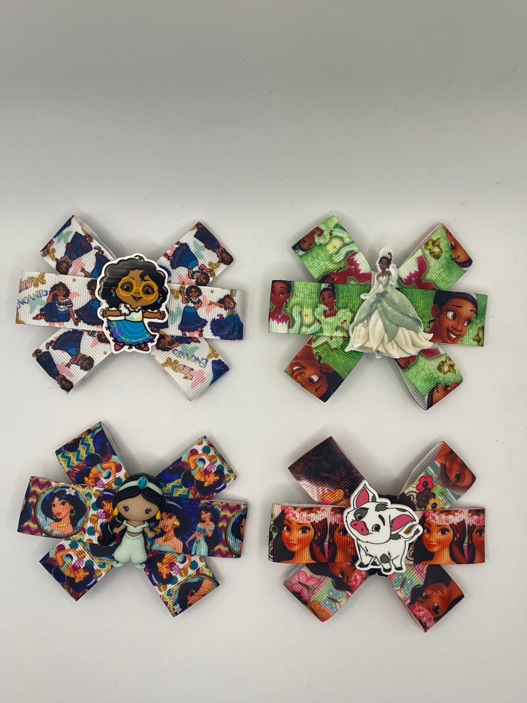Ribbon Hair Bows Princess and the Frog, Encanto, Moana, Jasmine - Etsy