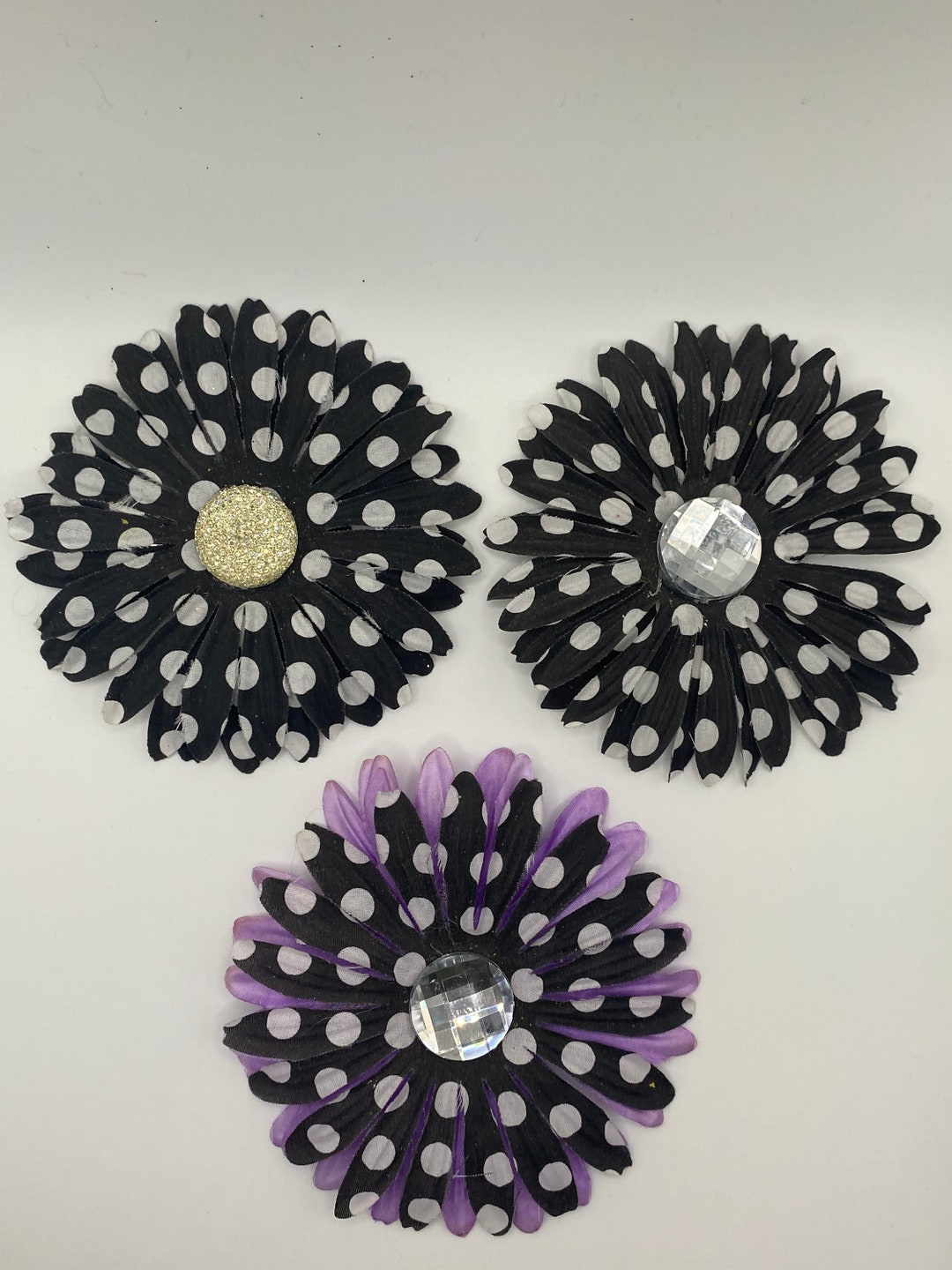 Polka Dot Daisy Flower Hair Clips or Barrettes - Etsy