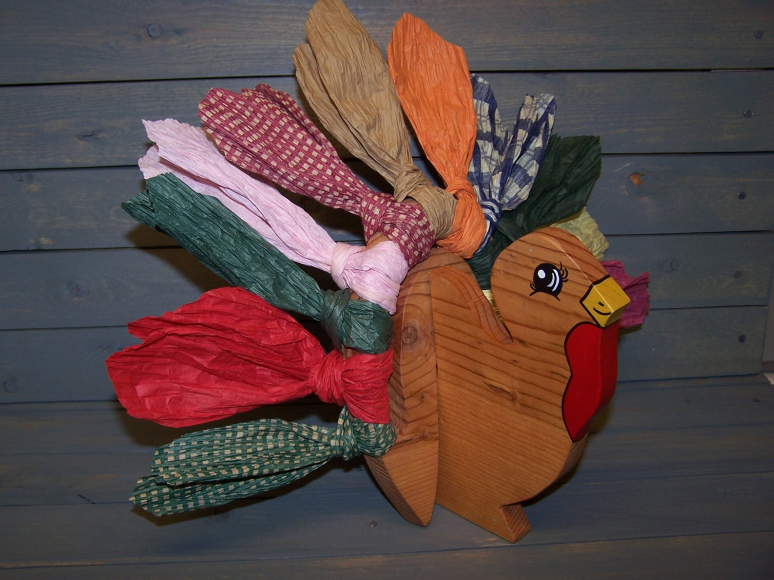 Handcrafted Tole Painted Wood Turkey~~ Thanksgiving /fall Decor ET - Etsy