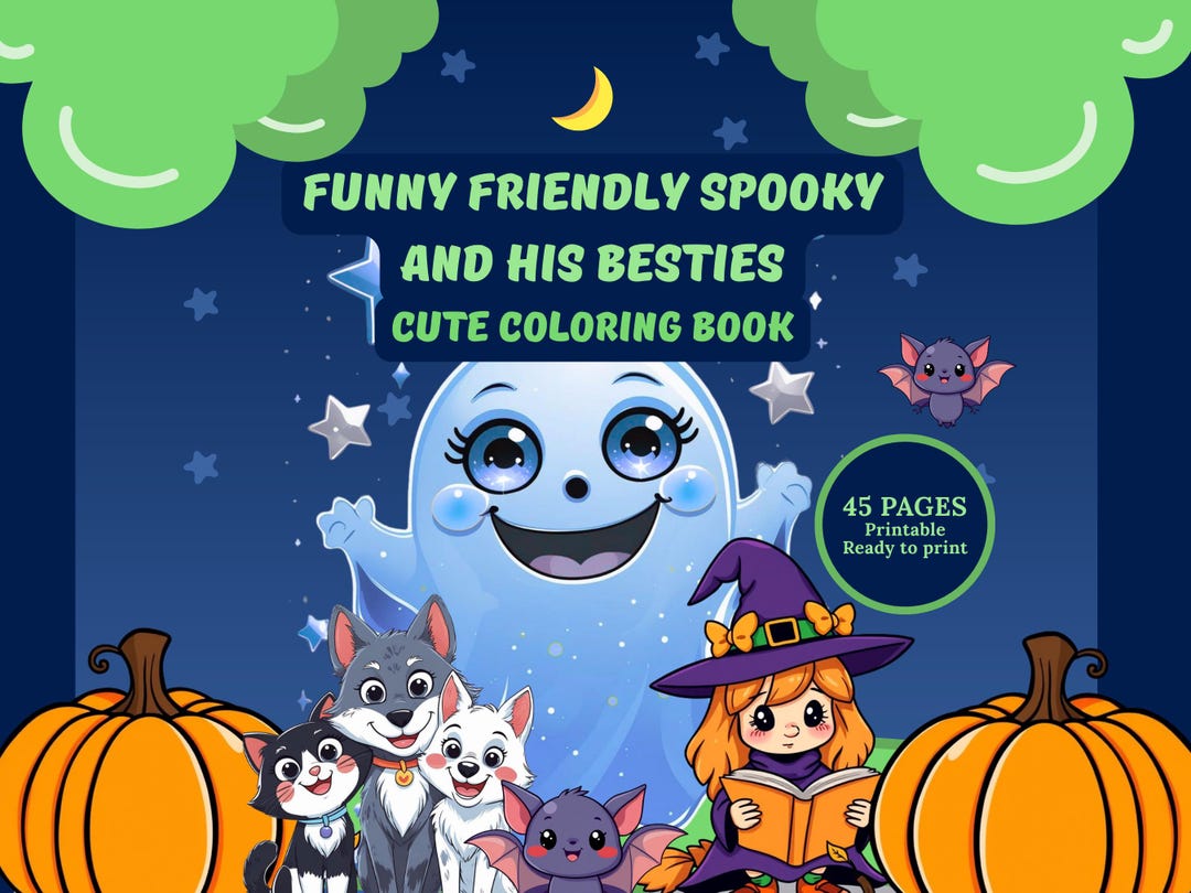 Funny Friendly Spooky Cute Halloween Coloring Book Printable Bold and ...