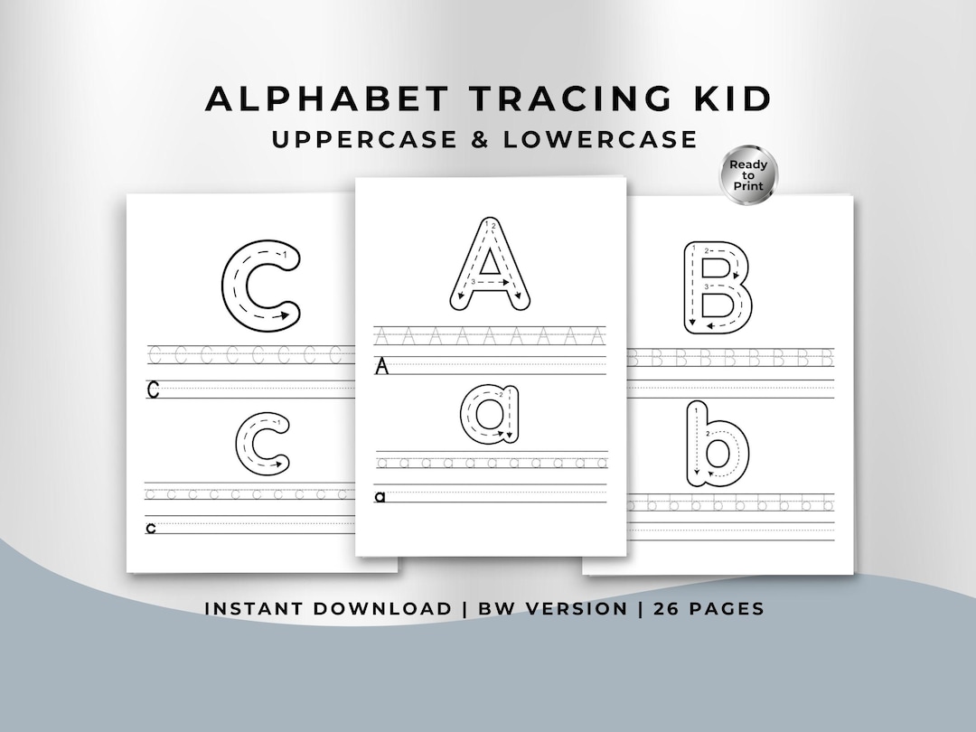 Alphabet Tracing Kid Worksheet Uppercase and Lowercase Handwriting ...