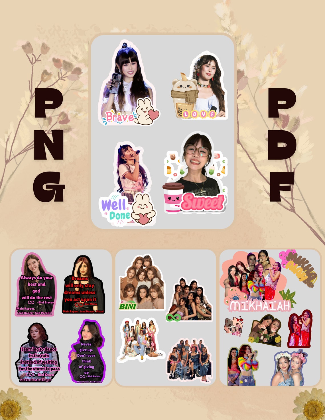 BINI Digital Stickers Bini Group Postcards Collections Cellphone ...