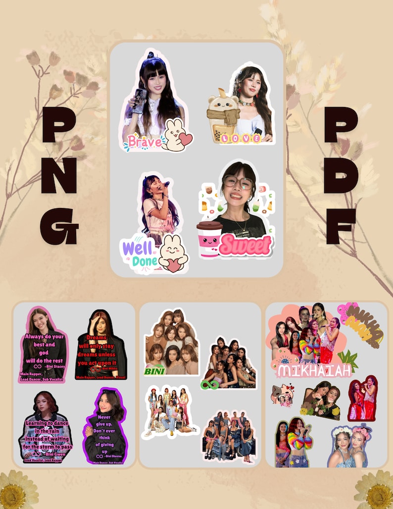 BINI Digital Stickers Bini Group Postcards Collections Cellphone ...