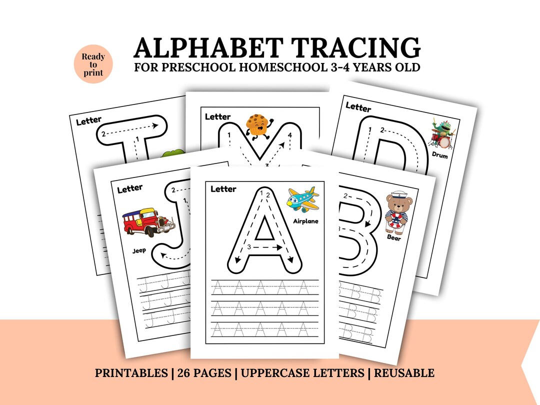 Printable Alphabet Tracing Practice Handwriting for Preschool Learning ...