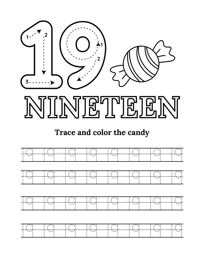 Fall Coloring and Tracing Numbers Printable Worksheets 0-20 Preschool ...