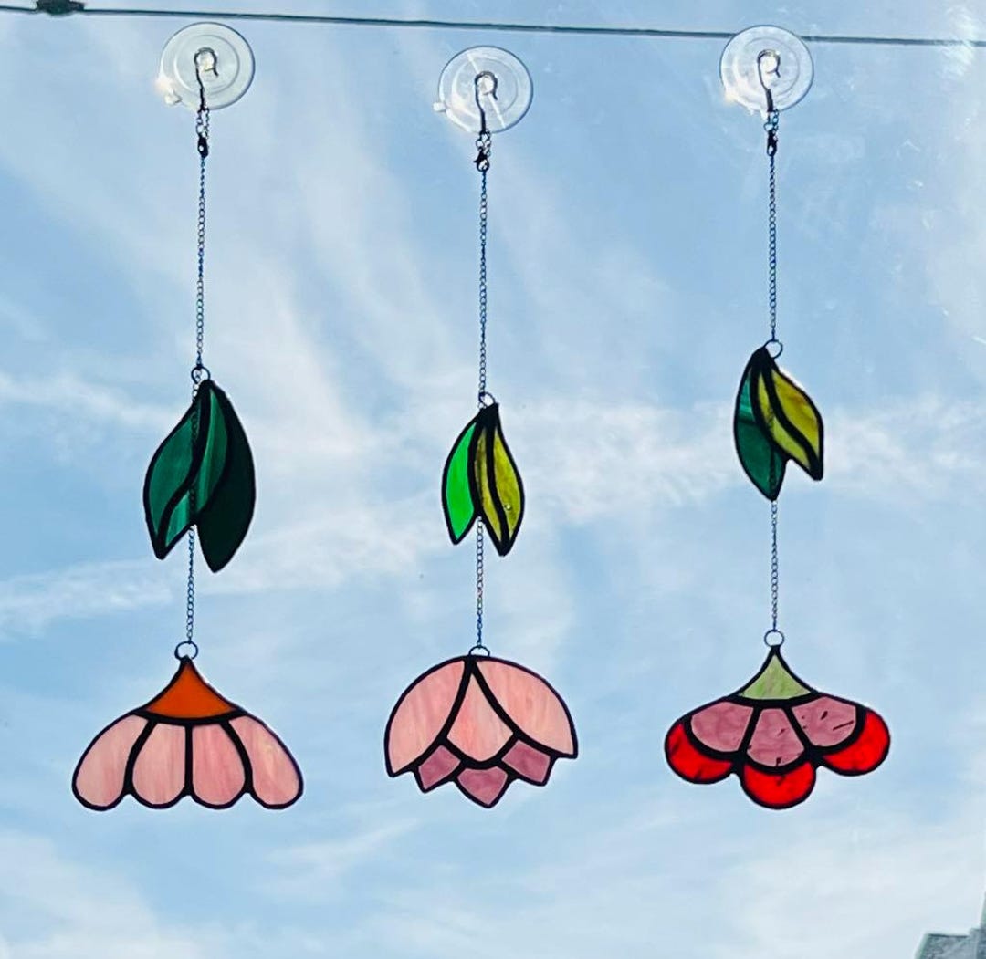 Stained Glass Flower Suncatchers - Etsy