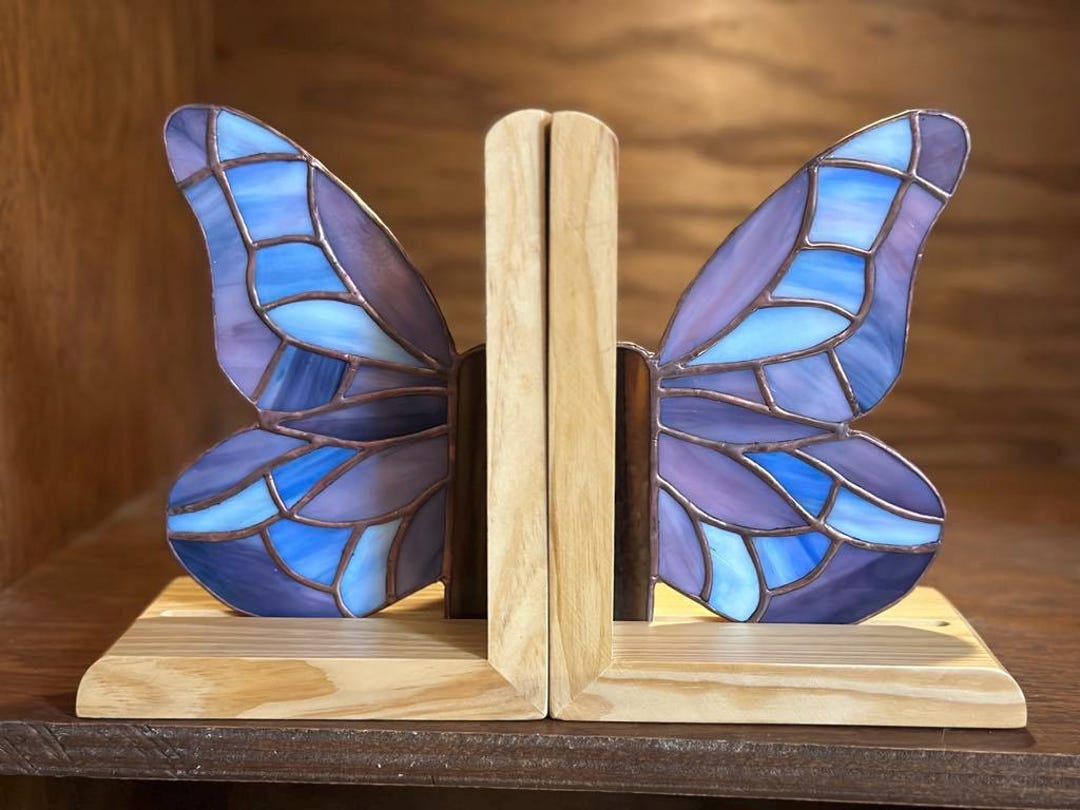Butterfly Bookends Stained Glass Bookends - Etsy