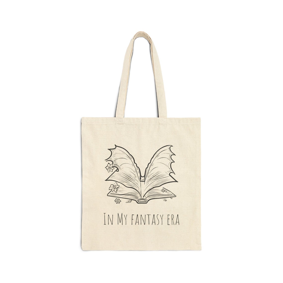 Bat / Fairy Wing Open Book Cotton Canvas Tote Bag Bookbag, Shopping ...