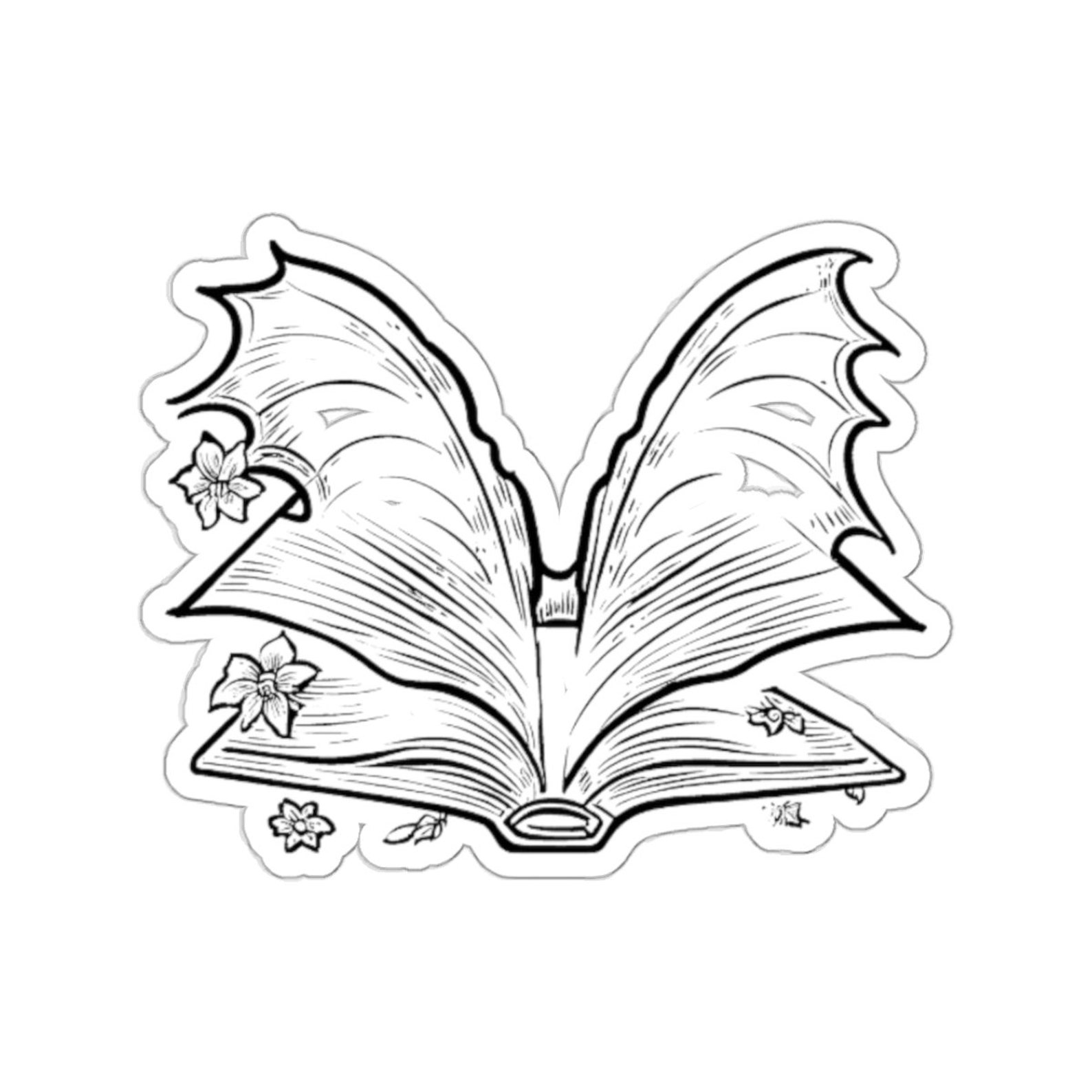 Bat Wing Book Page Fantasy Book Sticker Vinyl Sticker Gift for Book ...