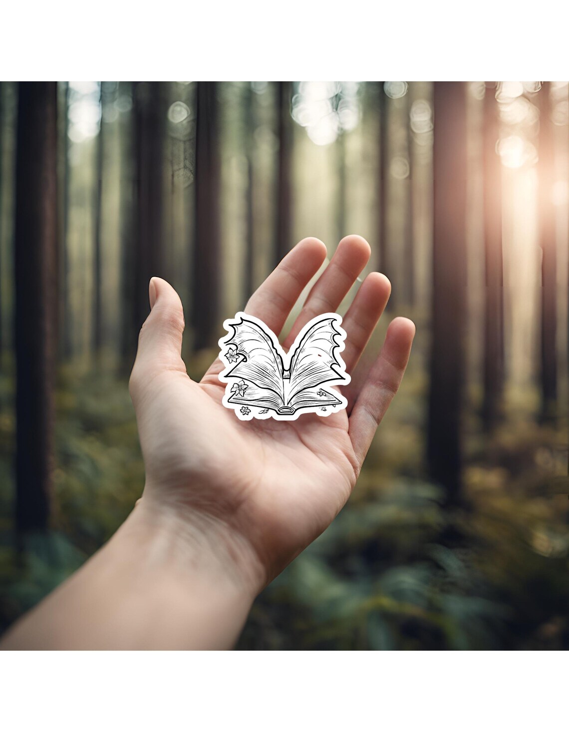 Bat Wing Book Page Fantasy Book Sticker Vinyl Sticker Gift for Book ...