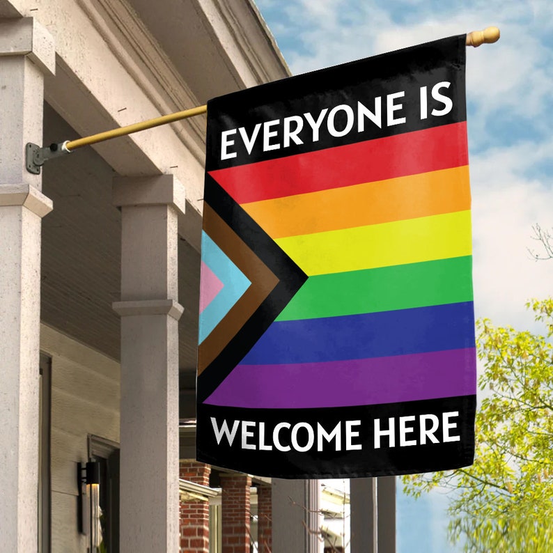 Everyone is Welcome Here Flag, LGBT Flag, Rainbow Flag, Human Rights ...