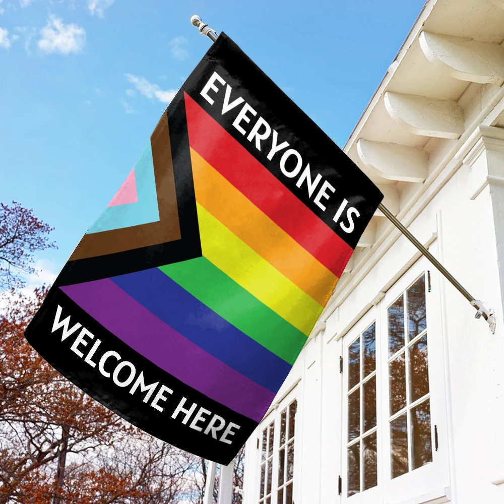 Everyone is Welcome Here Flag, LGBT Flag, Rainbow Flag, Human Rights ...