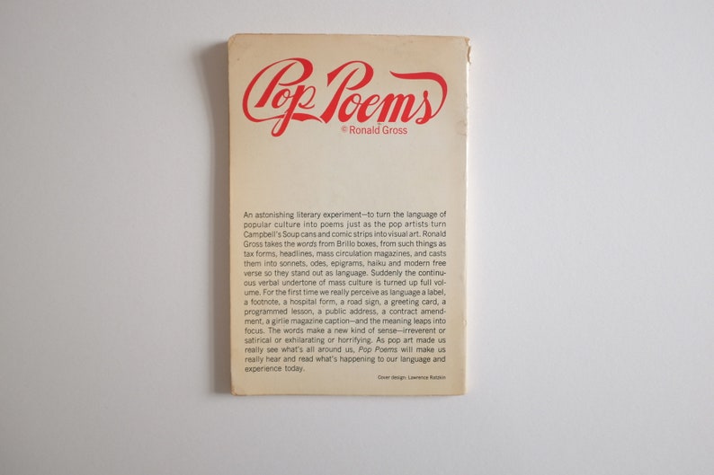Pop Poems by Ronald Gross, 1967 (second Printing) - Etsy
