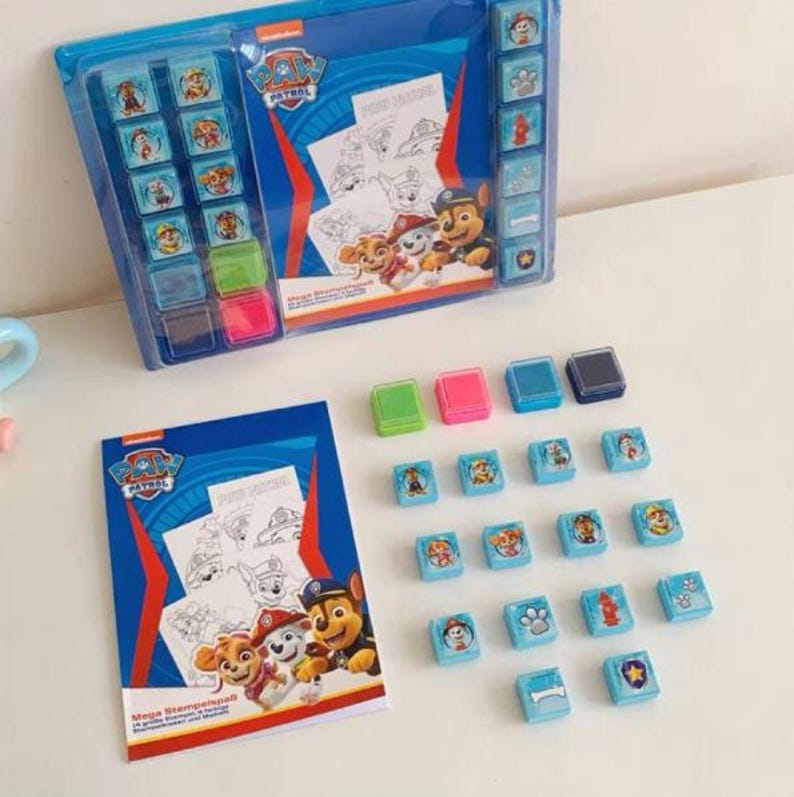 Peppa Pig / Paw Patrol Stamp Booklet 14 Stamps + 4 Ink Pads + 20 Pages ...