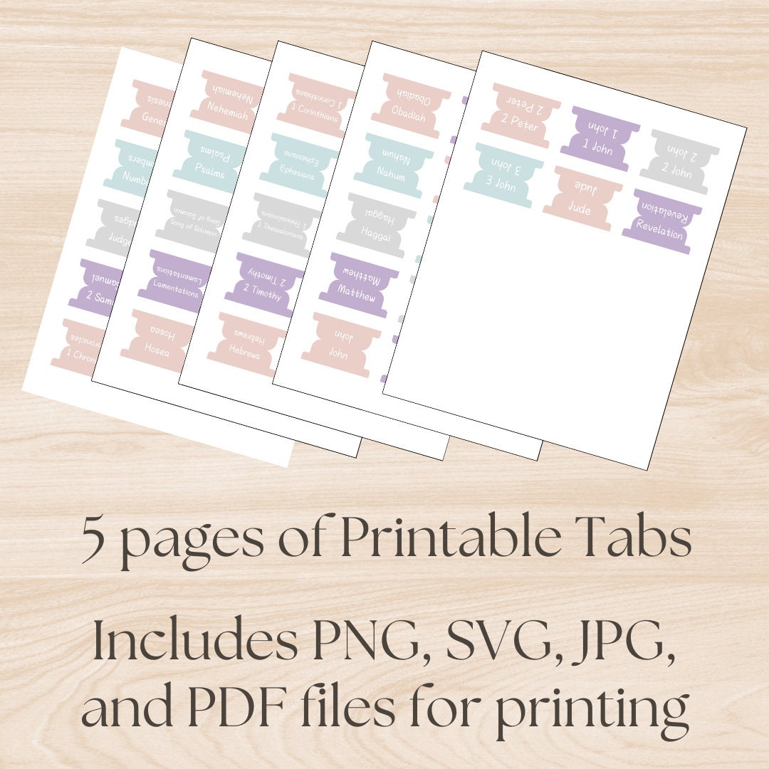 Printable Bible Tabs Template for Homemade Projects. Bible Tabs to ...