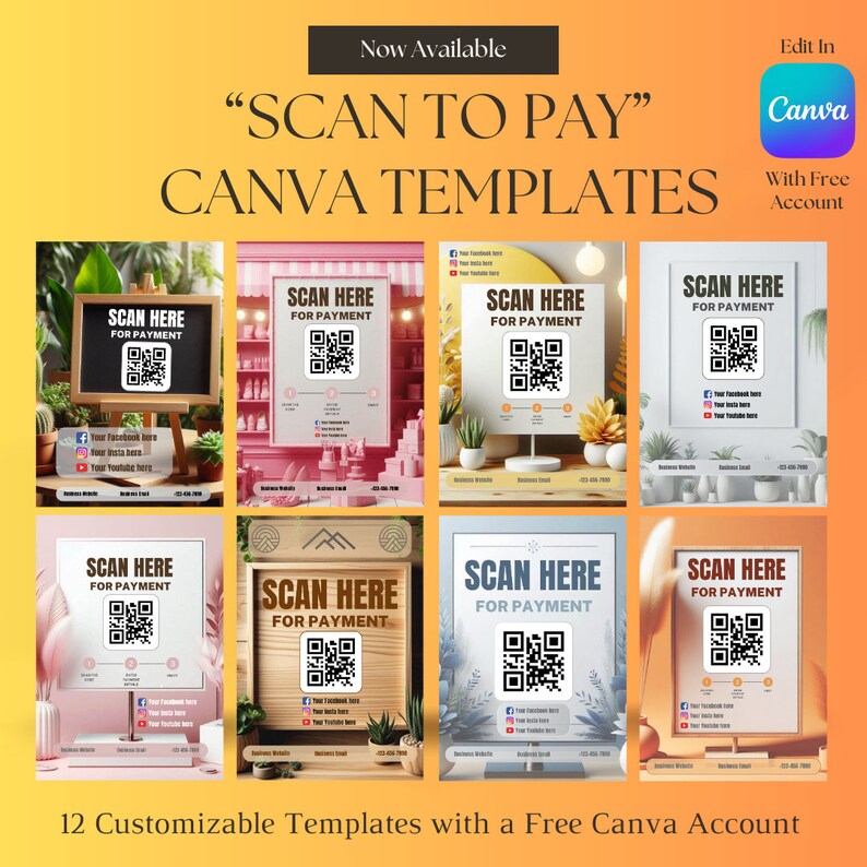 Scan to Pay Sign Canva Templates. Canva Scan to Pay Templates. Edit ...
