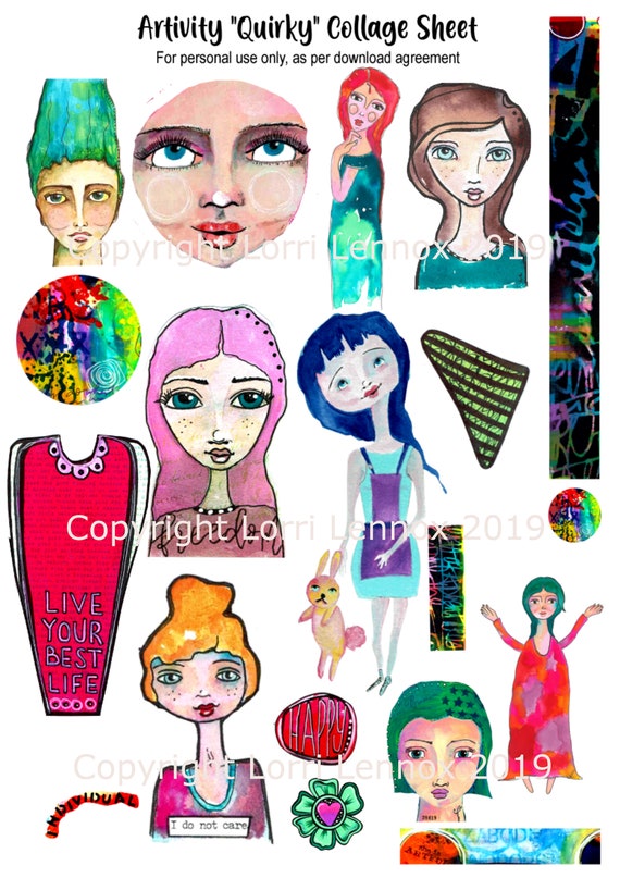 QUIRKY Collage Sheet by Artivity | Etsy