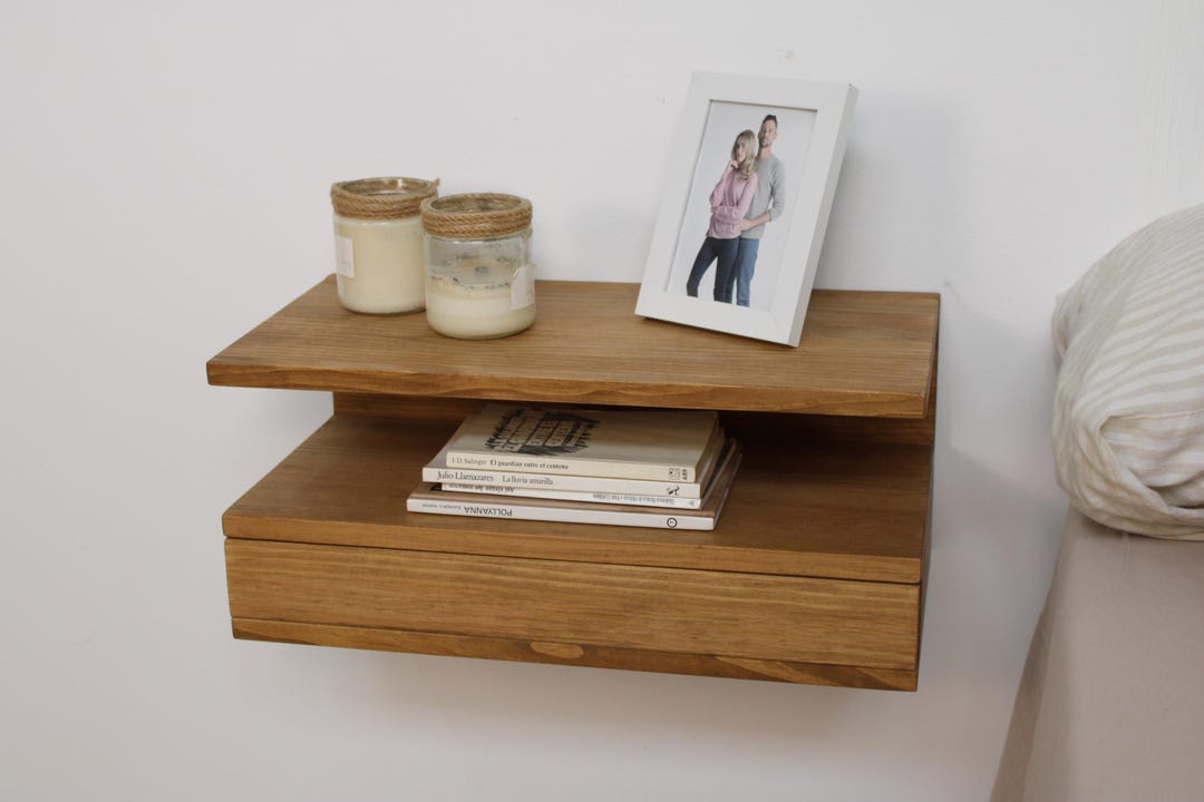 ADA Bedside Table, Floating Bedside Table With 1 Compartment and 1 ...