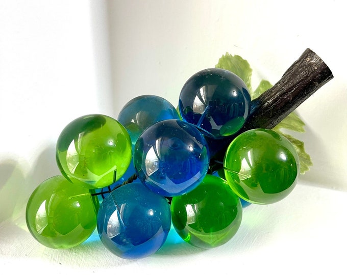 Vintage Lucite Grapes. 50s 60s Lucite Grapes. Green Blue Lucite Grapes. Vintage Lucite Decor ...