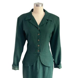 Vintage Gigi Forest Green Skirt Suit Dress. Green Button-up Peplum ...
