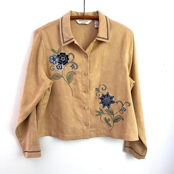 Vintage Bechamel Petite Faux Suede Button-Up Jacket. … - Gem