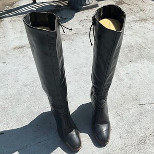 Vintage Cobbies Black Leather Knee High Boots. Size 9 1/2M. Shiny ...
