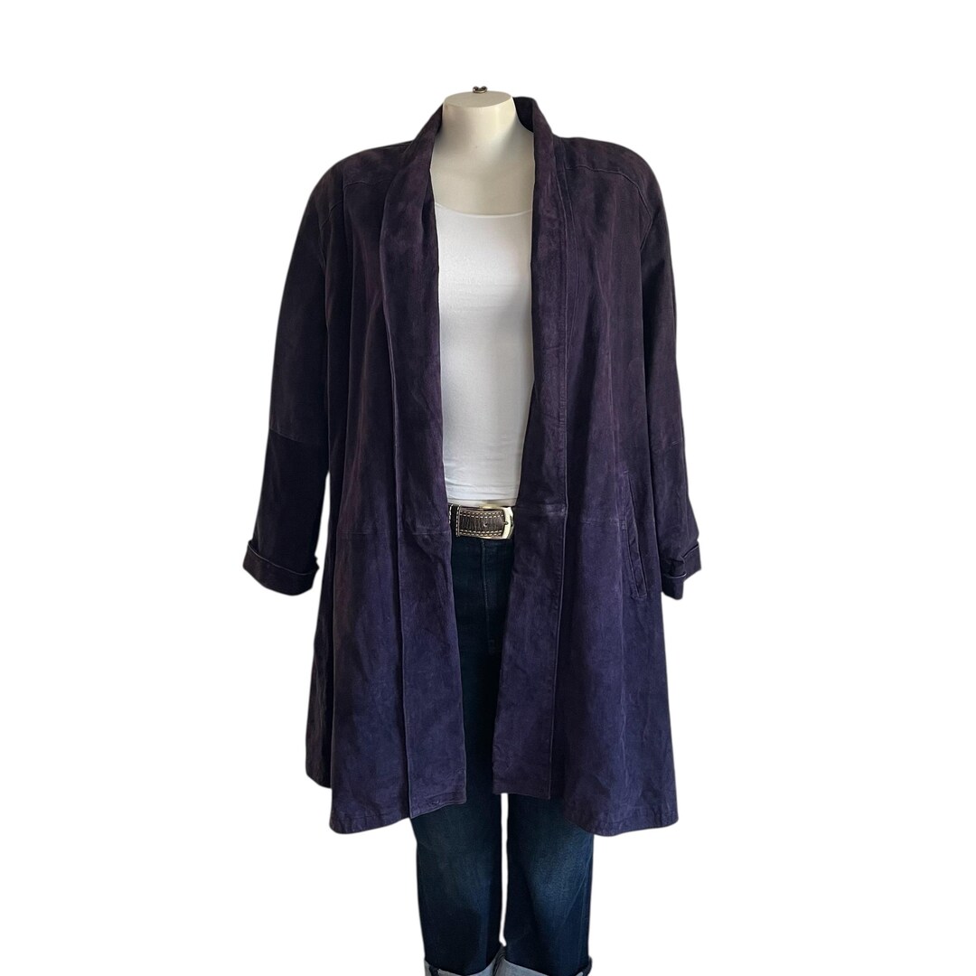 Vintage Jacqueline Ferrar Dark Purple Suede Swing Jacket: Dark Academia ...