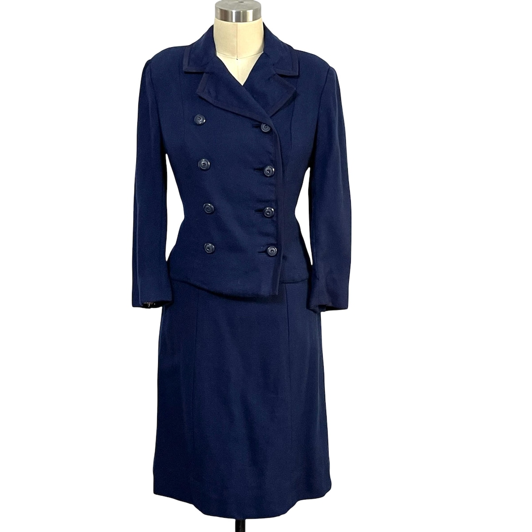 Vintage Peck & Peck Navy Blue Dress Suit. Mod Blazer. 8-button Blazer ...