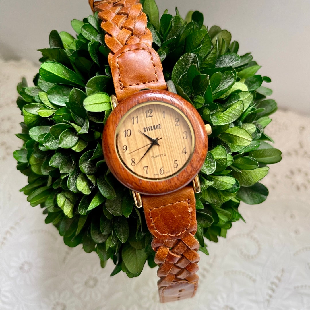 Vintage Gitano Braided Wrist Watch. Leather Band. Brown. Full Function ...