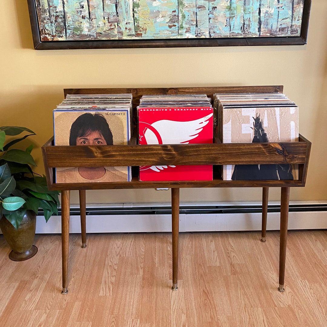 THE VINTEDGER™ TRIPLE Display Wood Record Album Storage Stand Immediate ...